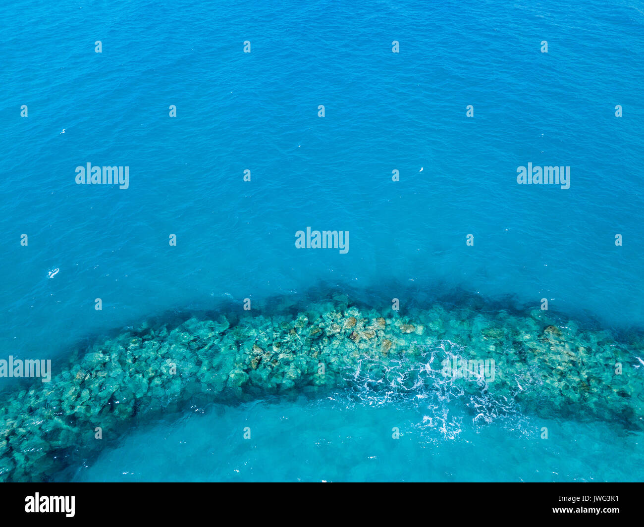Aerial view of rocks on the sea. Overview of the seabed seen from above ...