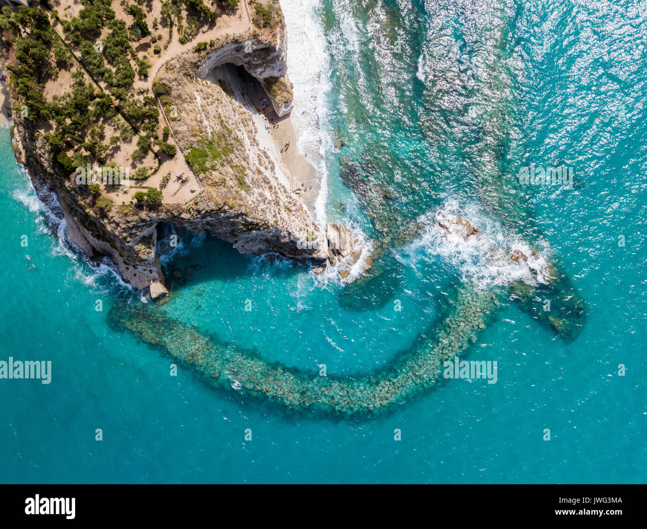 Aerial view of a promontory, coast, cliff, cliff overlooking the sea ...