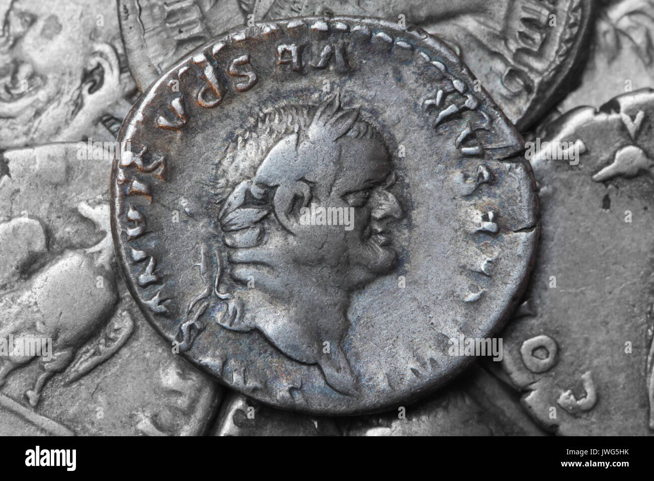 Roman silver coin with portrait of caesar hi-res stock photography and ...