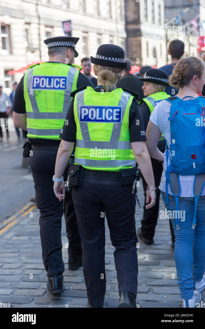 Police Officers on foot patrolling the Edinburgh Festival Fringe on the ...