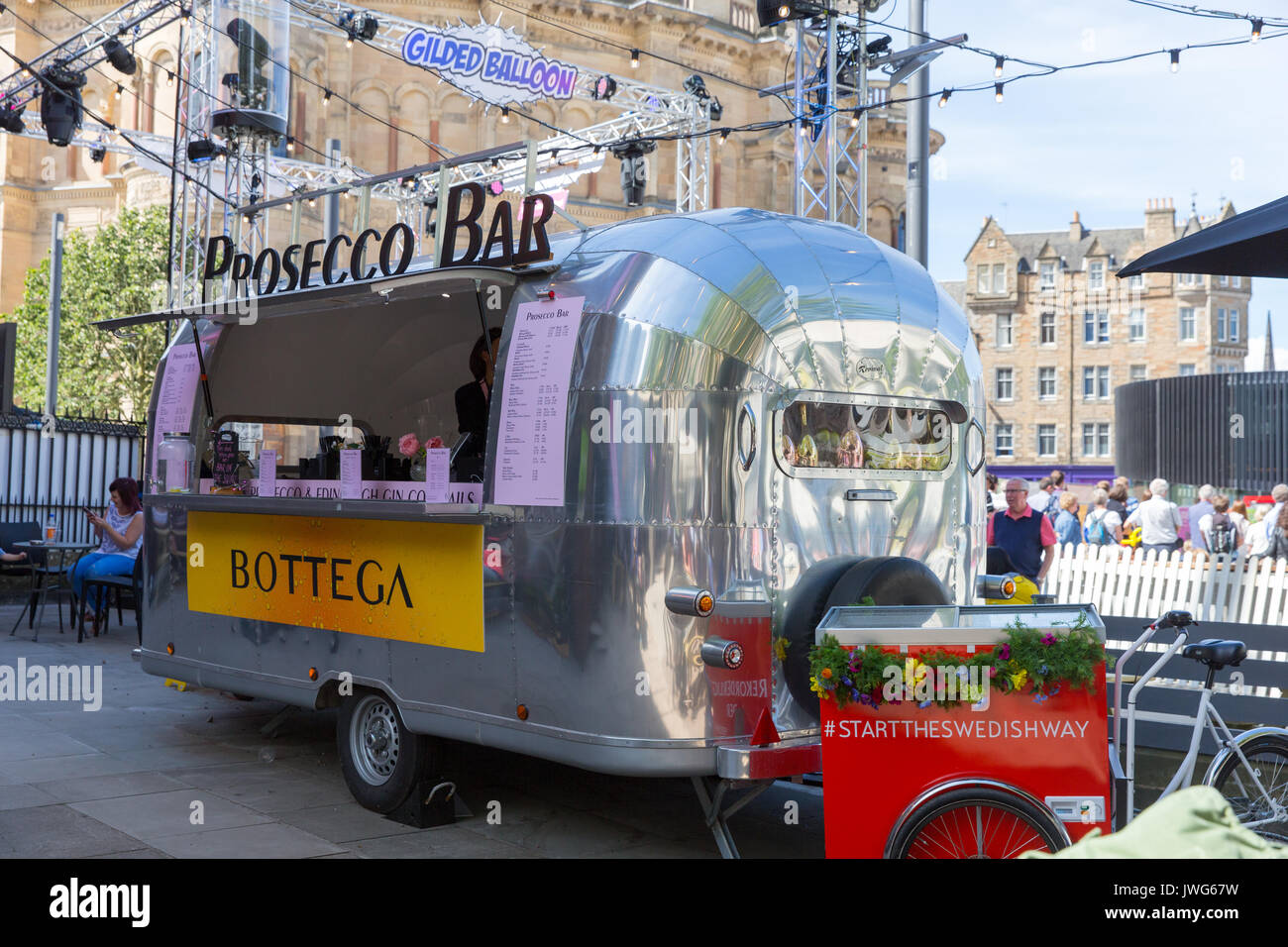 A Pop-up bar at Teviot Place, Edinburgh during The Edinburgh Festival ...