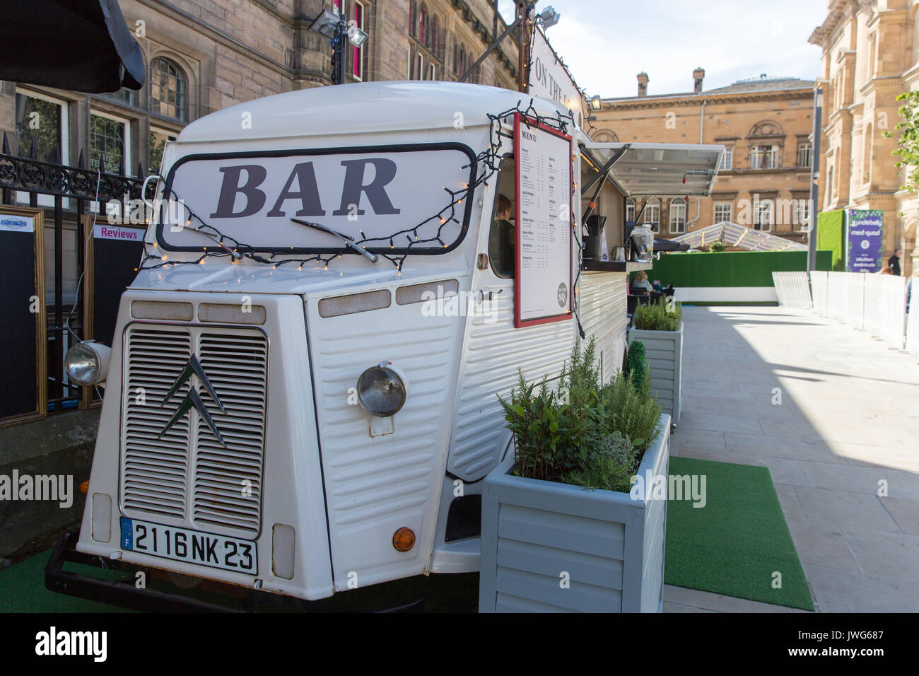 A Pop-up bar at Teviot Place, Edinburgh during The Edinburgh Festival ...