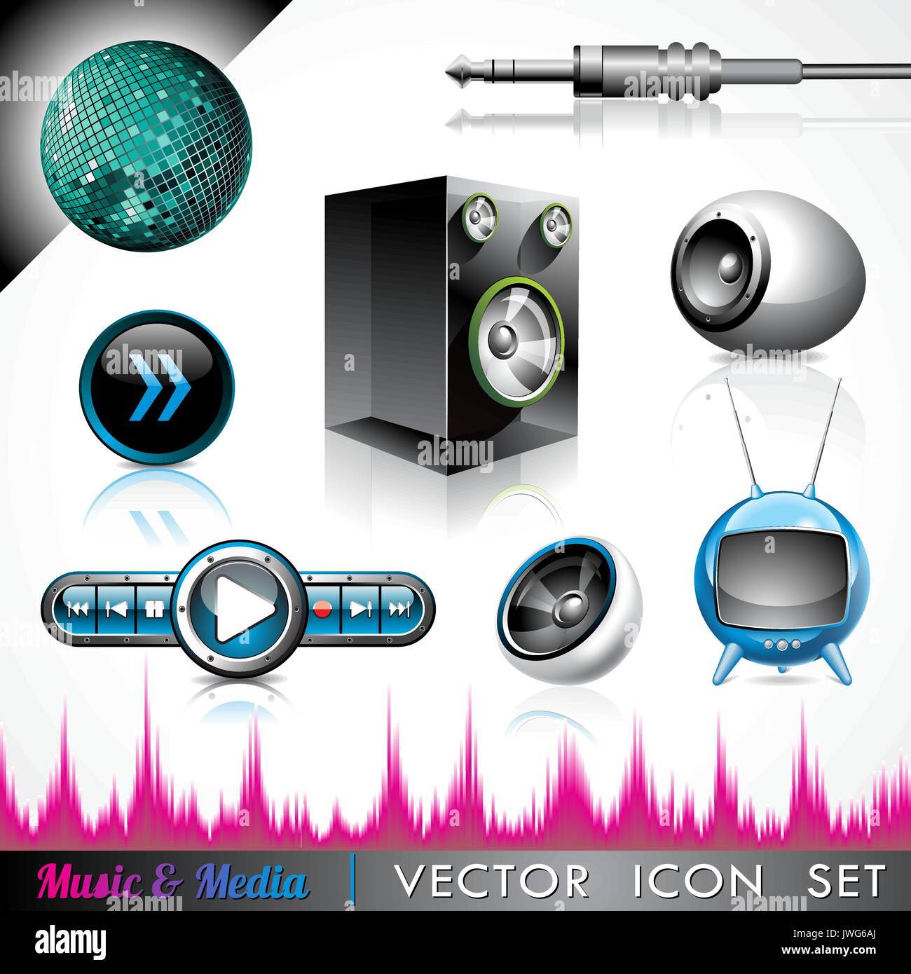 Vector icon collection on a music and media theme Stock Vector Image ...