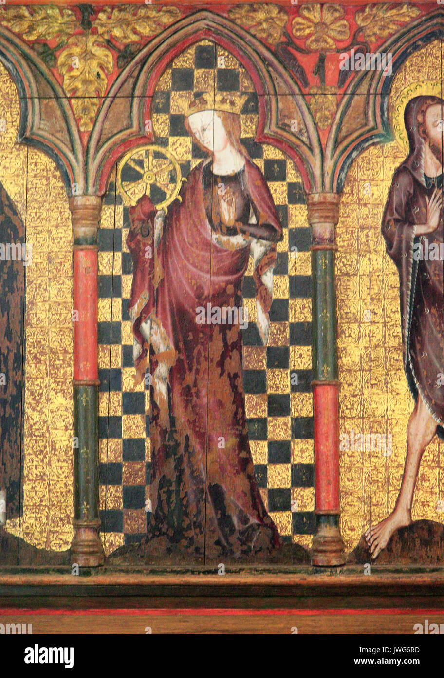 Saint Catherine, Medieval Retable painting, church of Saint Mary ...