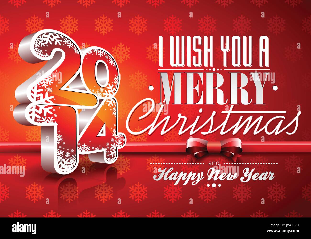 Vector Happy New Year 2014 red celebration background with ribbon. EPS ...