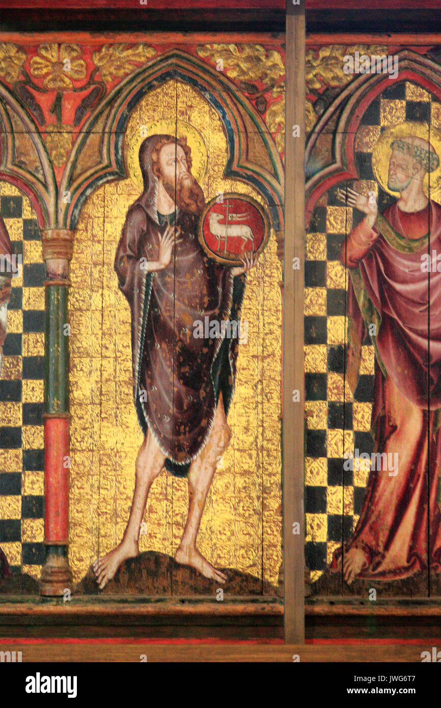 Saint John the Baptist, Medieval Retable painting, church of Saint Mary ...