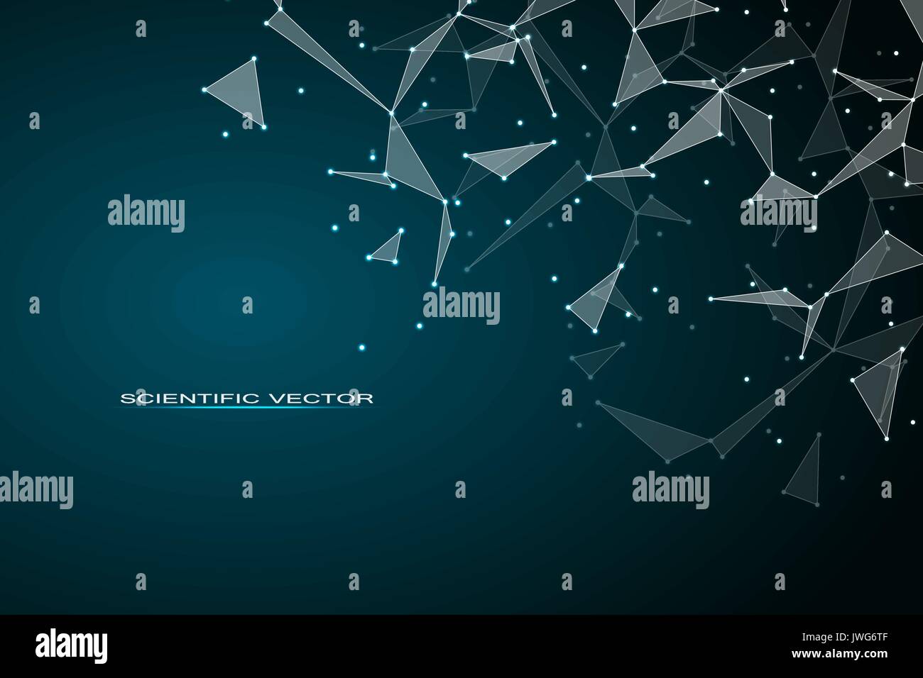 Structure of molecular particles and atom, polygonal abstract ...
