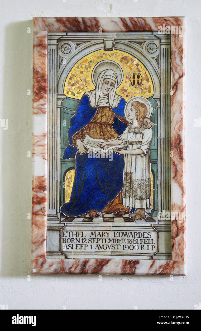 Wall mounted memorial inside church of Saint Mary, Swilland, Suffolk ...