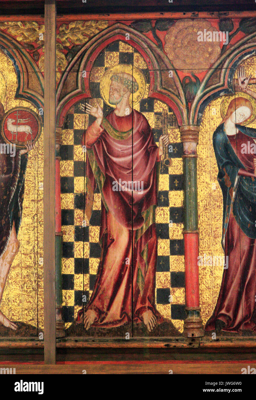 Saint Peter, Medieval Retable painting, church of Saint Mary, Thornham ...