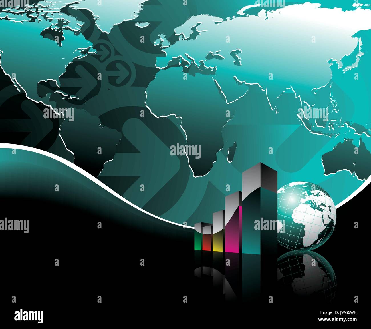 Business illustration with world map on blue background Stock Vector ...