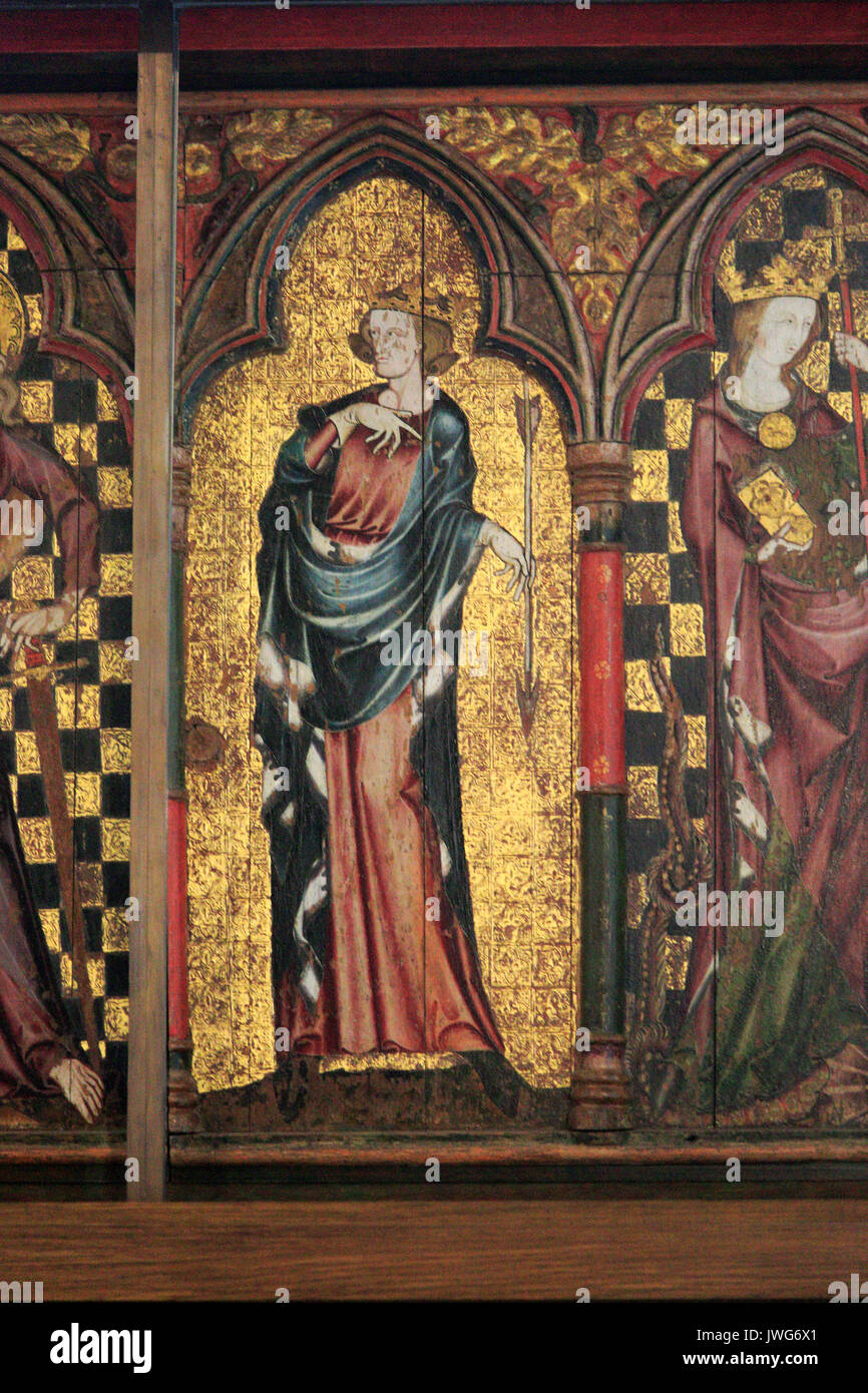 Saint Edmund, Medieval Retable painting, church of Saint Mary, Thornham ...
