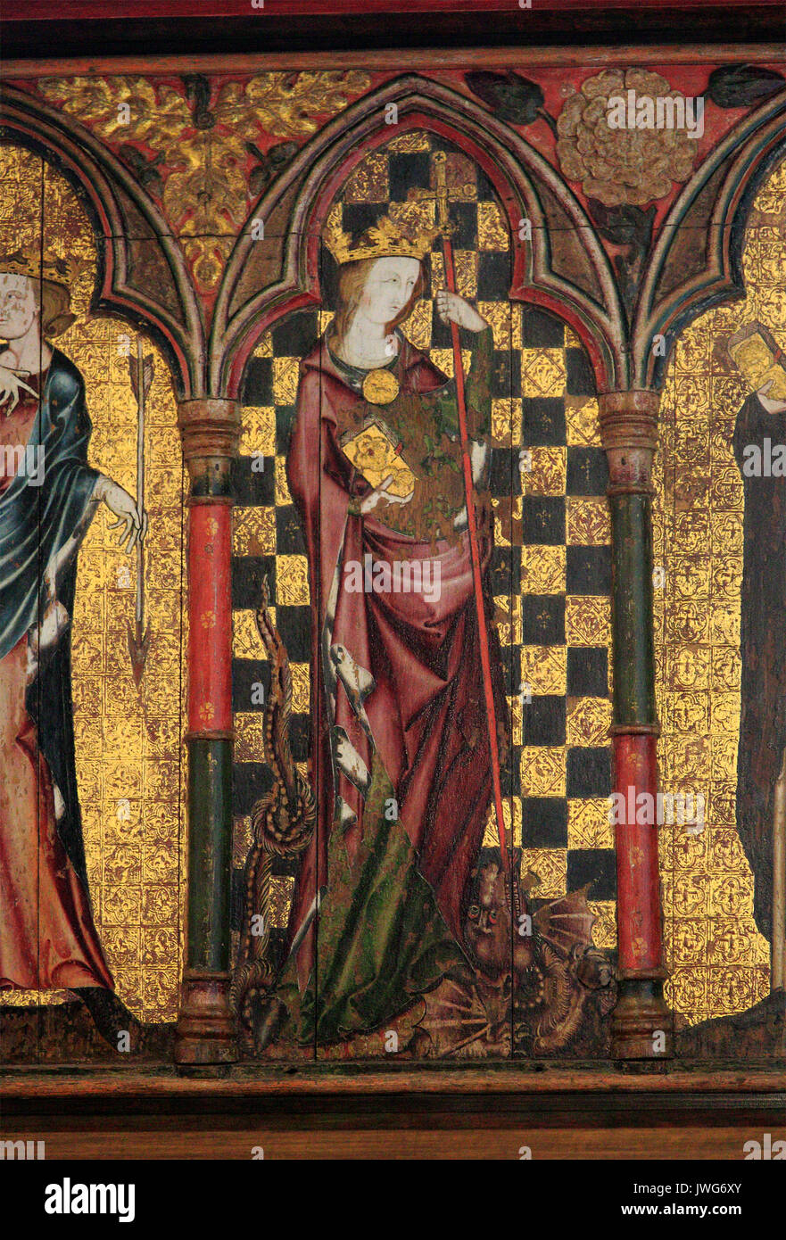 Saint Margaret of Antioch, Medieval Retable painting, church of Saint ...