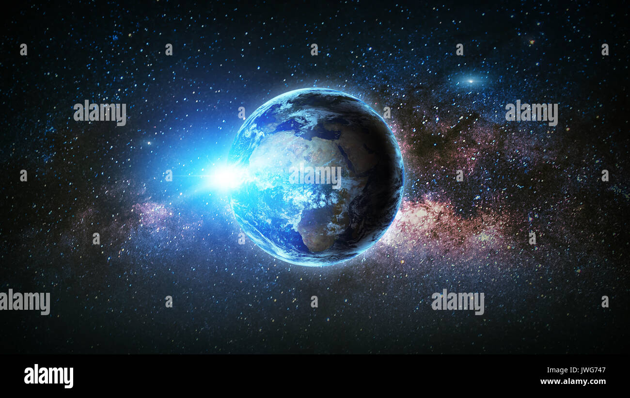 Earth and galaxy. Elements of this image furnished by NASA Stock Photo ...