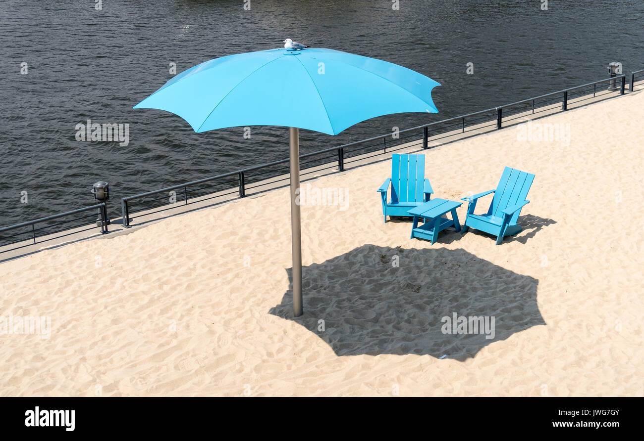 The quiet Clock Tower Beach Old Port in Montreal Canada Stock Photo - Alamy