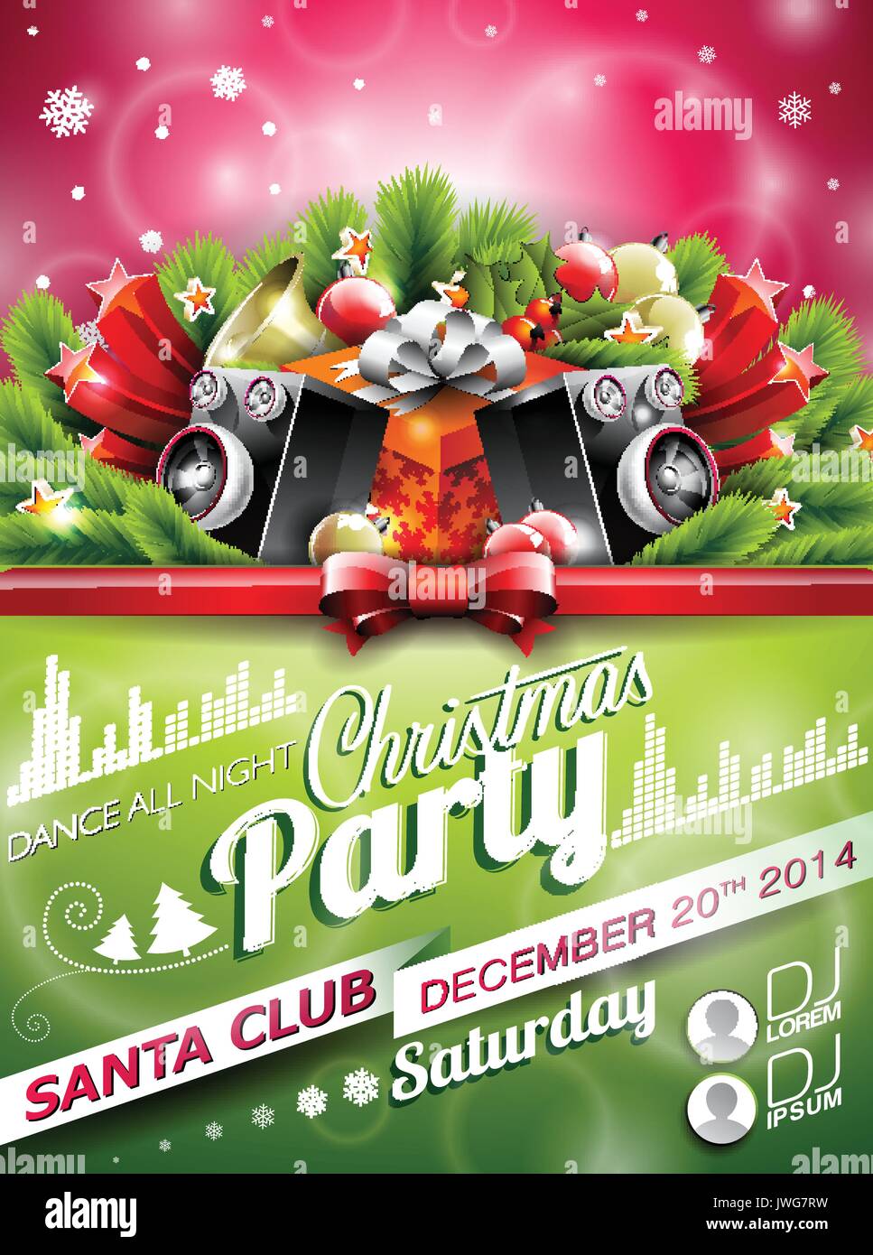 Vector Christmas Party design with holiday typographiy elements on ...