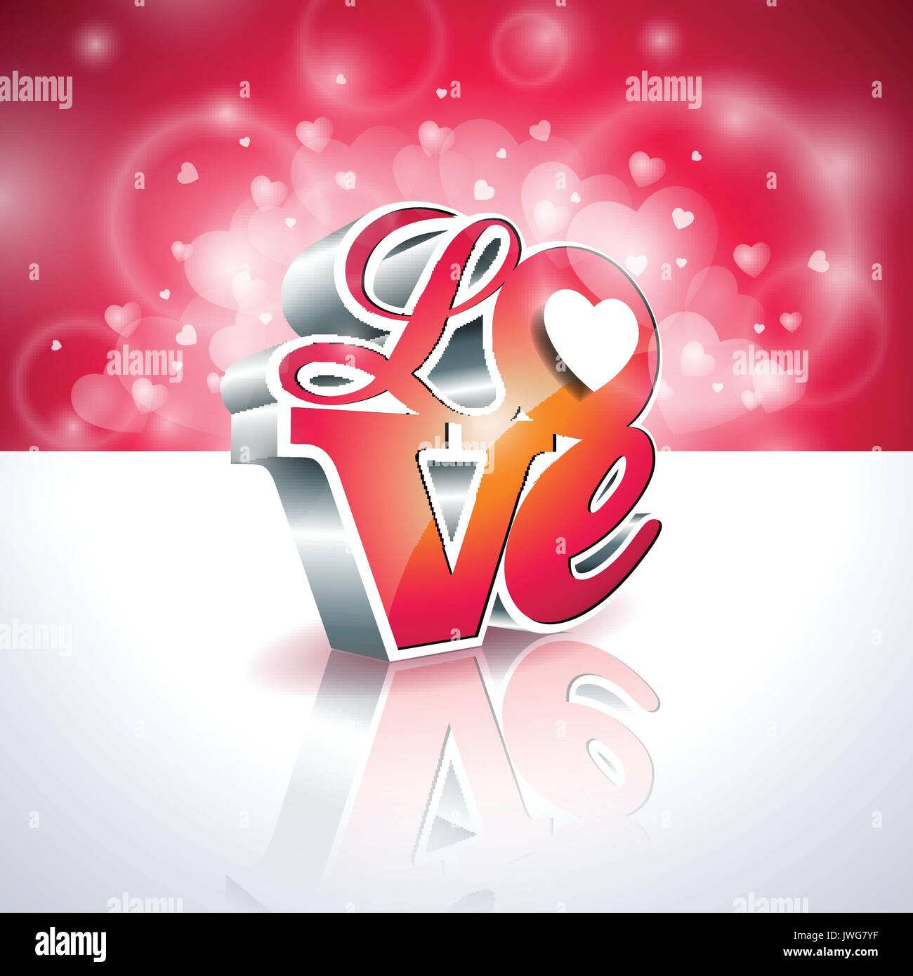 Vector Valentines Day illustration with 3d Love typography design on ...