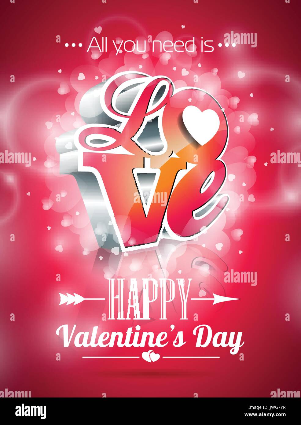 Vector Valentines Day illustration with 3d Love typography design on ...