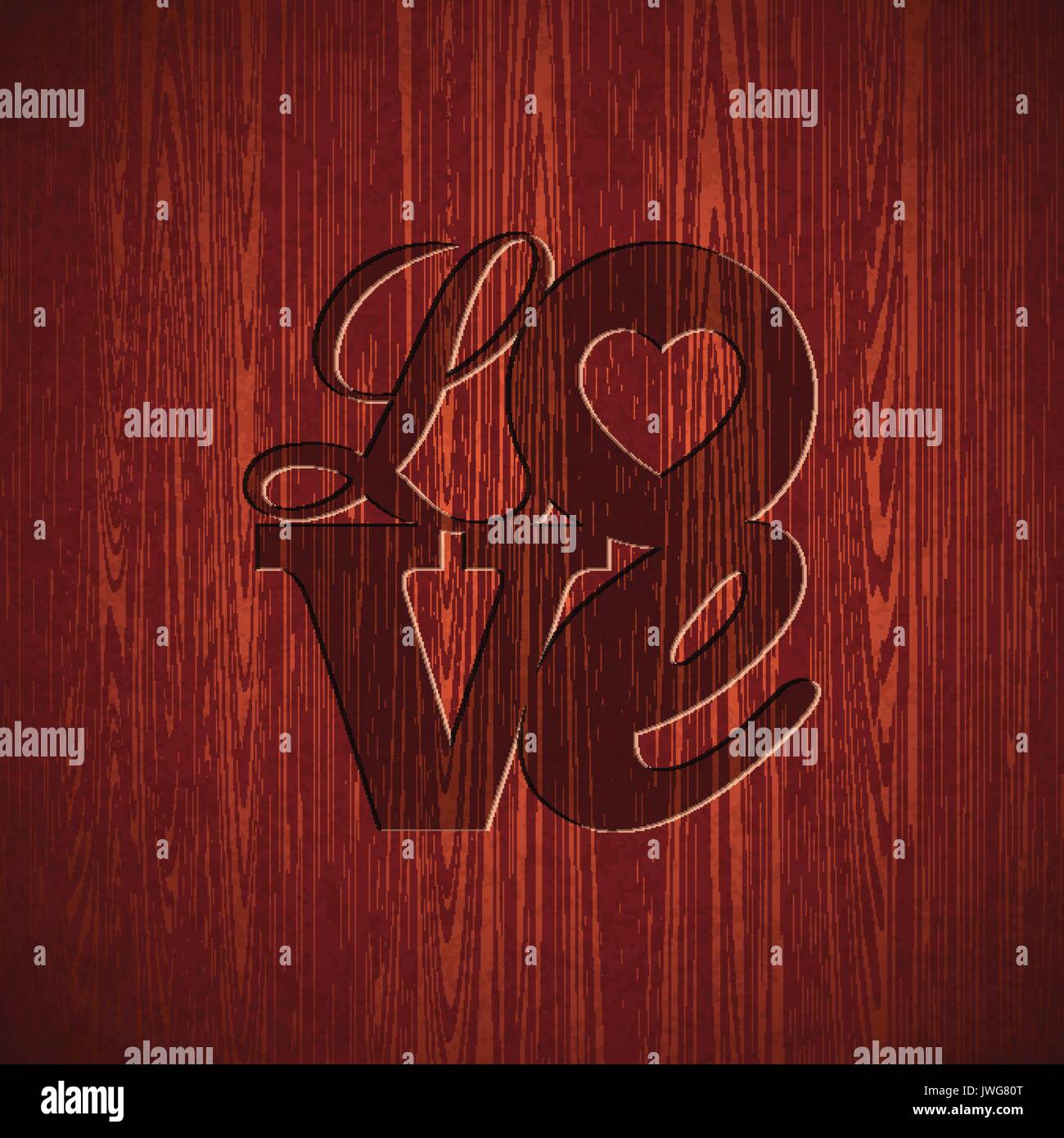Vector Valentines Day illustration with engraved Love typography design ...