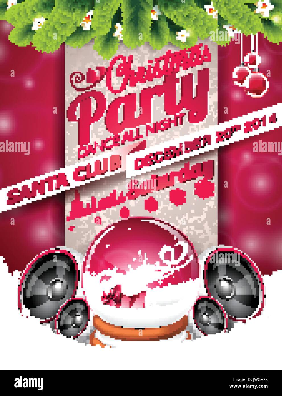 Vector Christmas Party design with holiday typographiy elements on ...