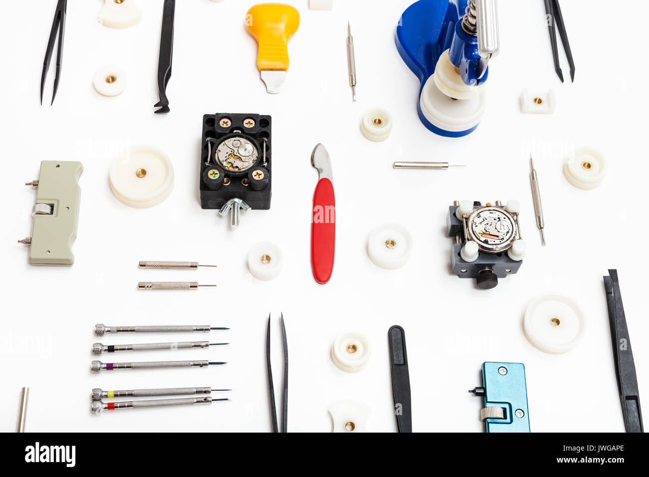 watchmaker workshop - collage of various tools for watch repairing on ...