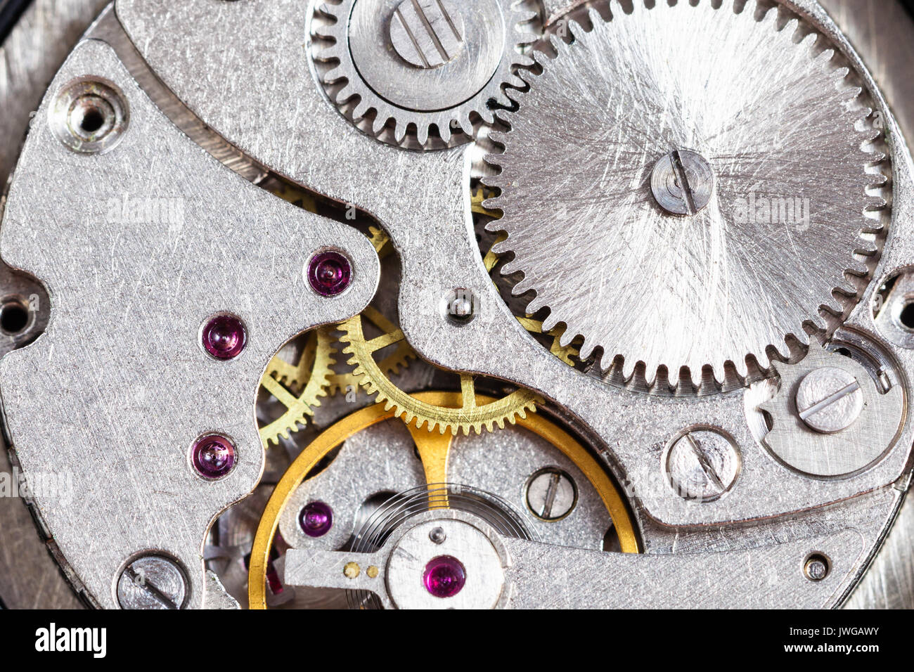 watchmaker workshop - detail of mechanical wristwatch close up Stock ...
