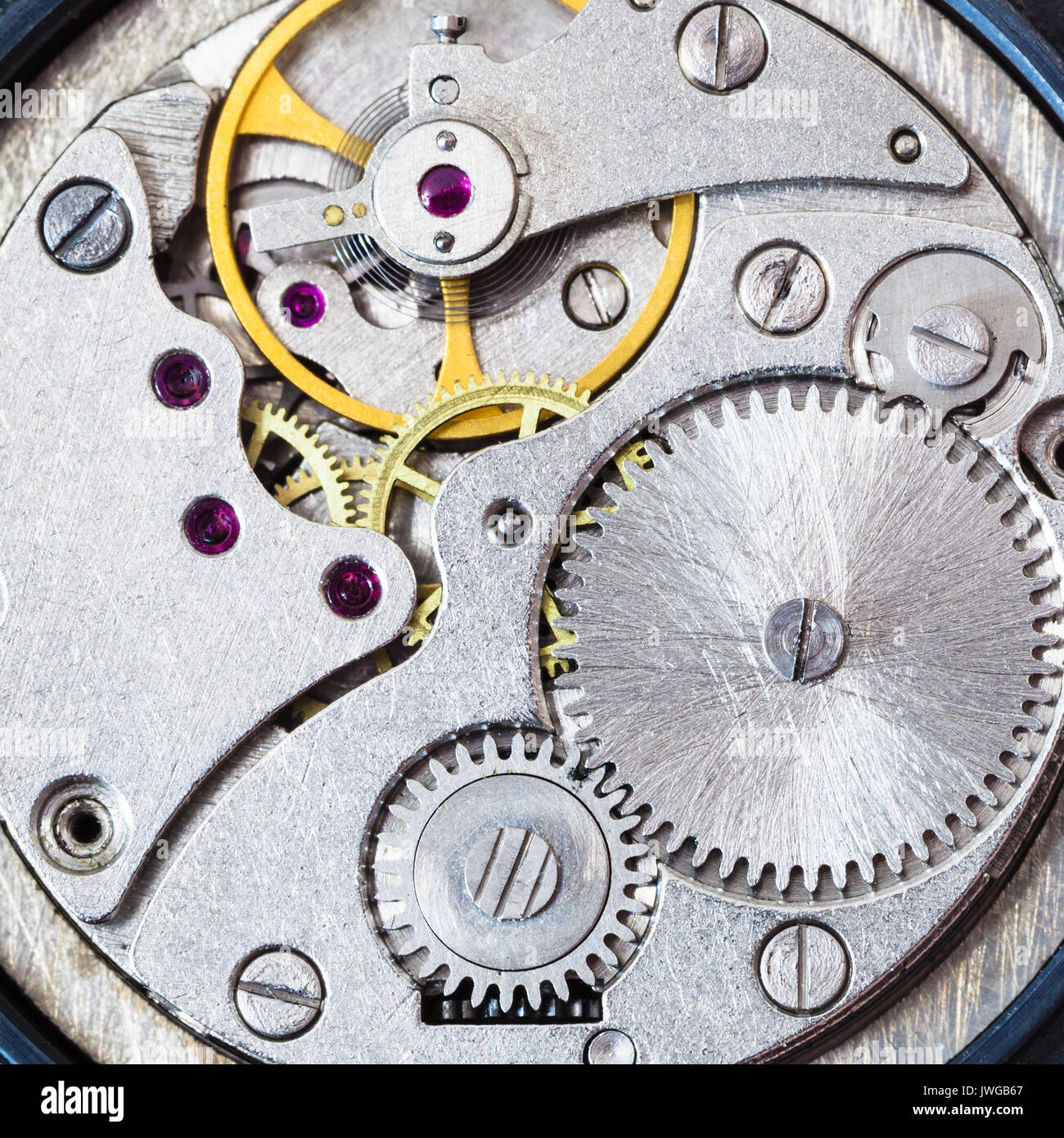 watchmaker workshop - steel clockwork of old mechanical watch Stock ...