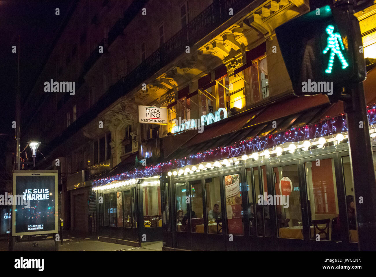 Je suis charlie billboard with a green pedestrian trafic light on the ...