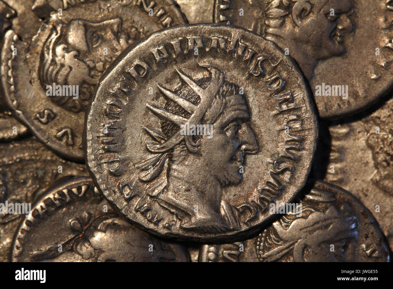 RomeTrajan Decius Antoninianus Rome 249-251, Roman coins Stock Photo ...