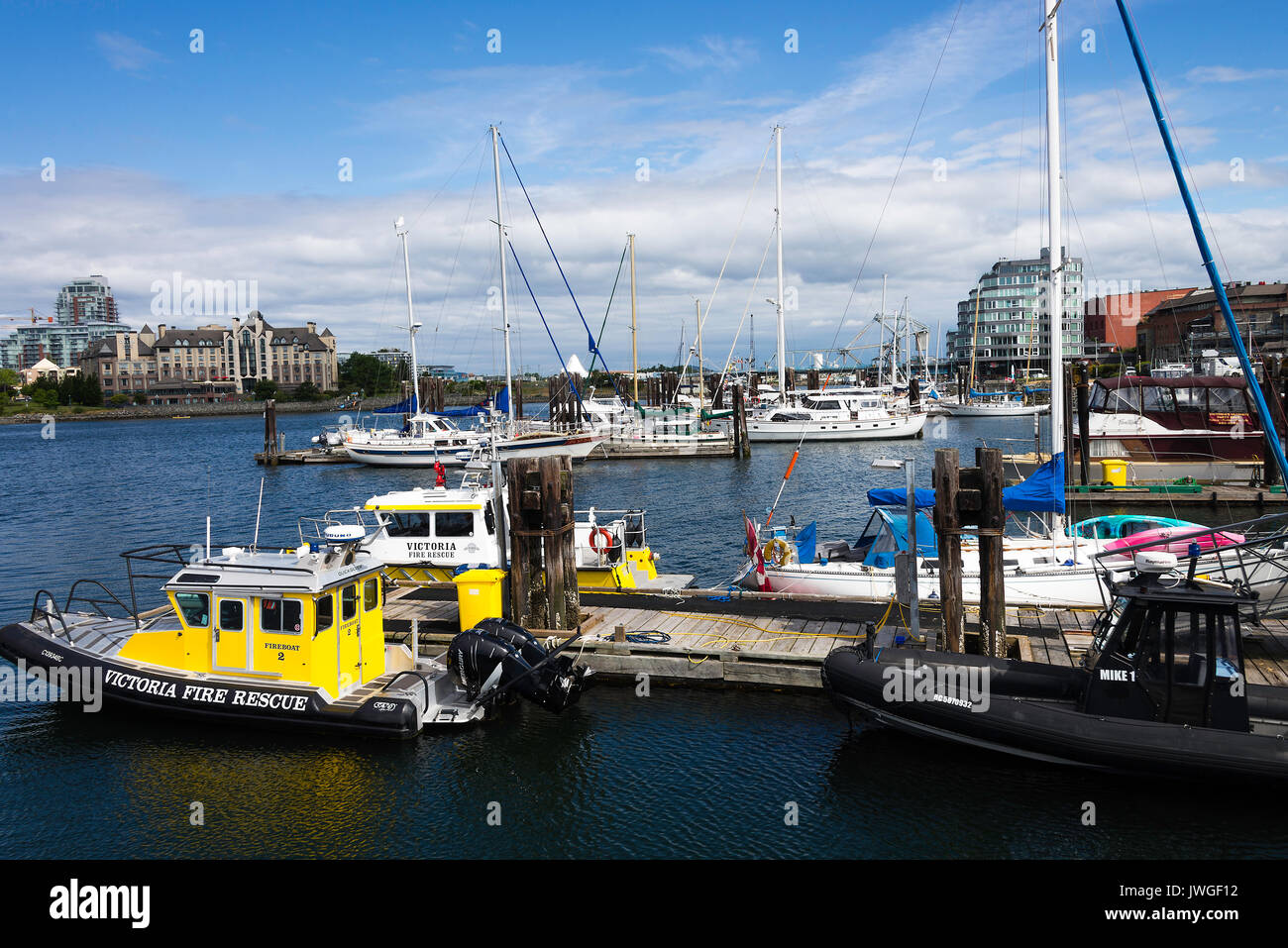 The Beautiful Inner Harbour Area of Victoria with Boats, Taxis, Ferry ...