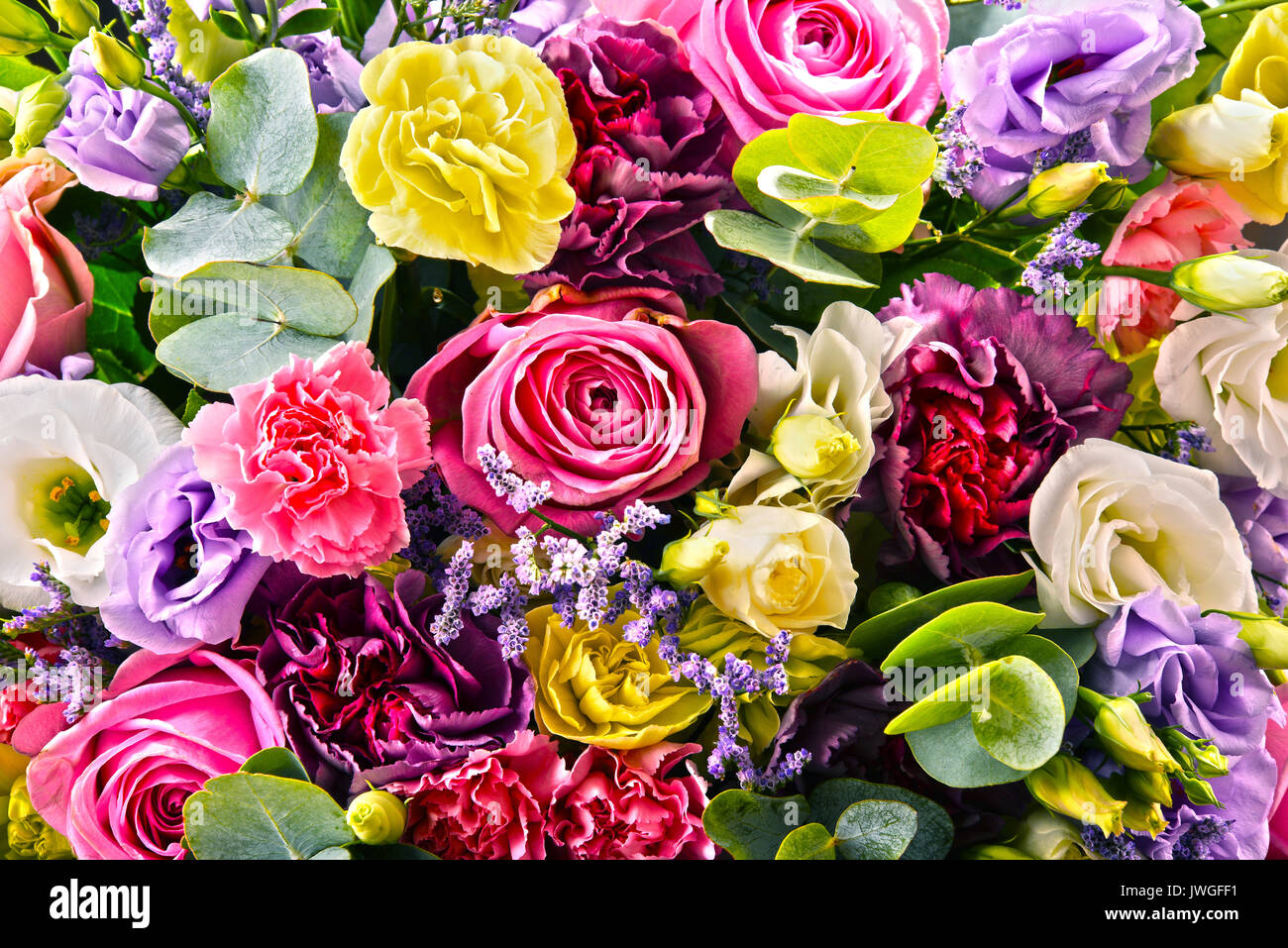 Composition with bouquet of flowers Stock Photo - Alamy