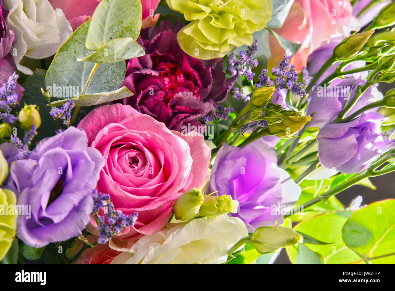 Composition with bouquet of flowers Stock Photo - Alamy