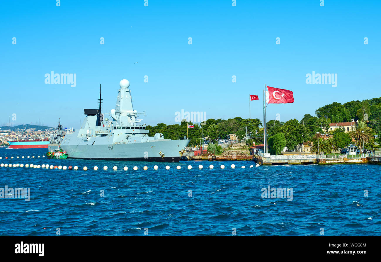 ISTANBUL, TURKEY -JULY 10 2017: Nato's ships arrive to Istanbul Stock ...