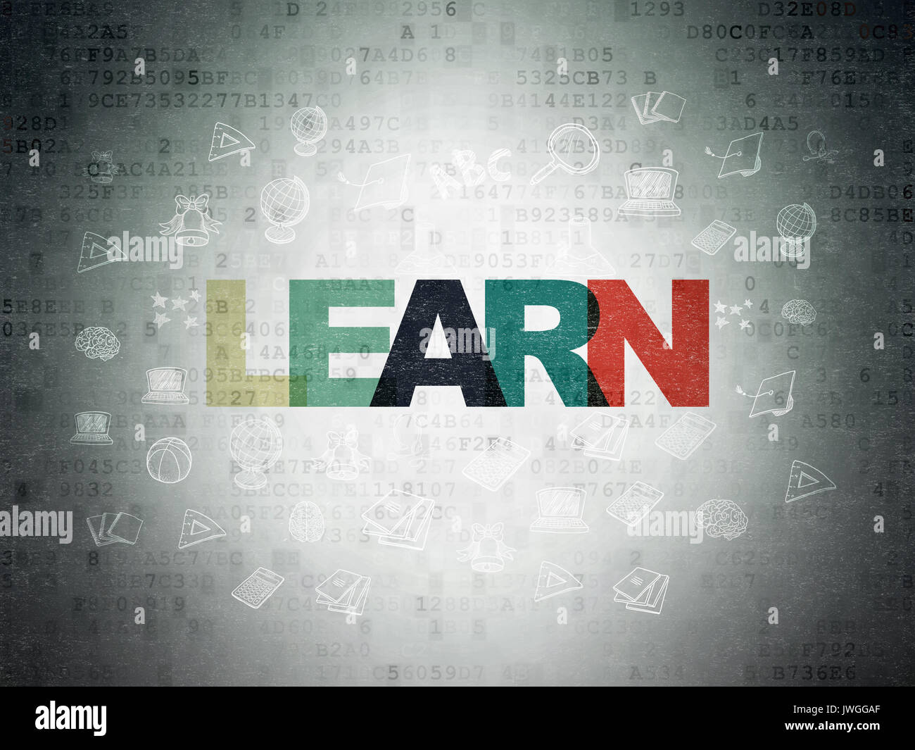 Education concept: Learn on Digital Data Paper background Stock Photo ...