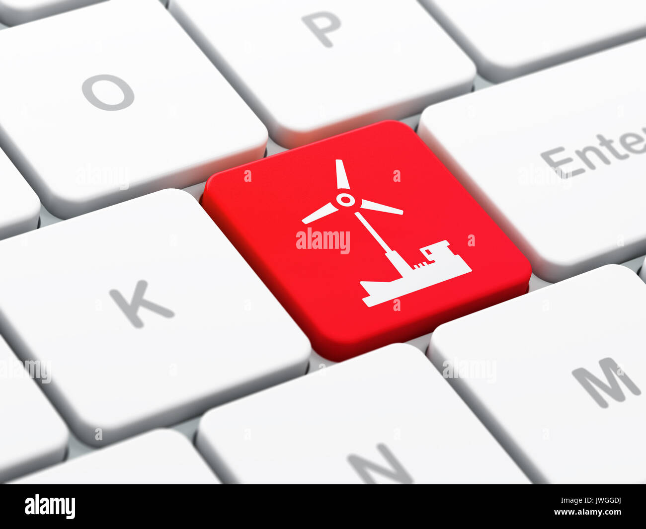 Manufacuring concept: Windmill on computer keyboard background Stock ...