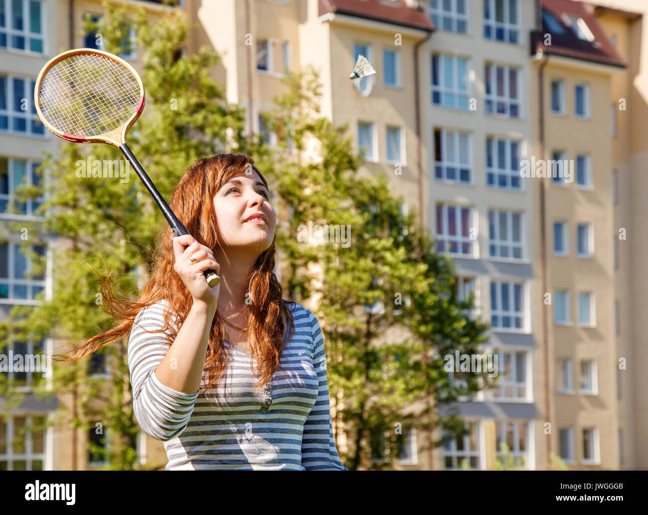 Beautiful girl playing badminton hi-res stock photography and images ...