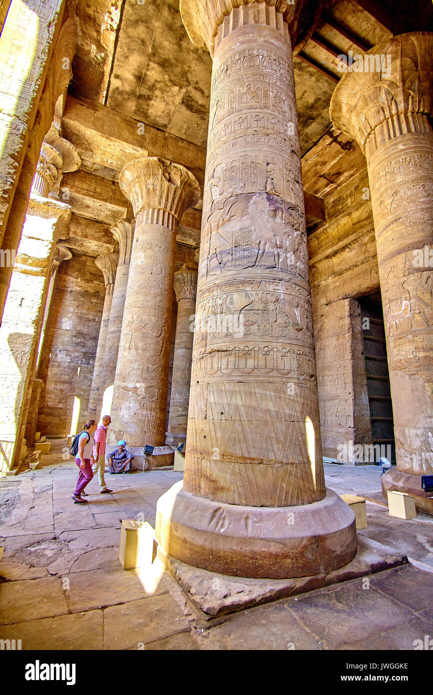 columns of the hypostyle hall of Karnak's temple in Luxor, Egypt Stock ...