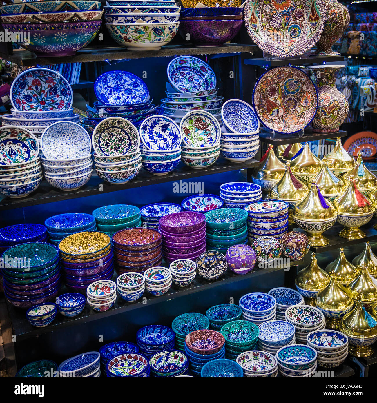 Turkish ceramics on sale at the Grand Bazaar in Istanbul, Turkey ...