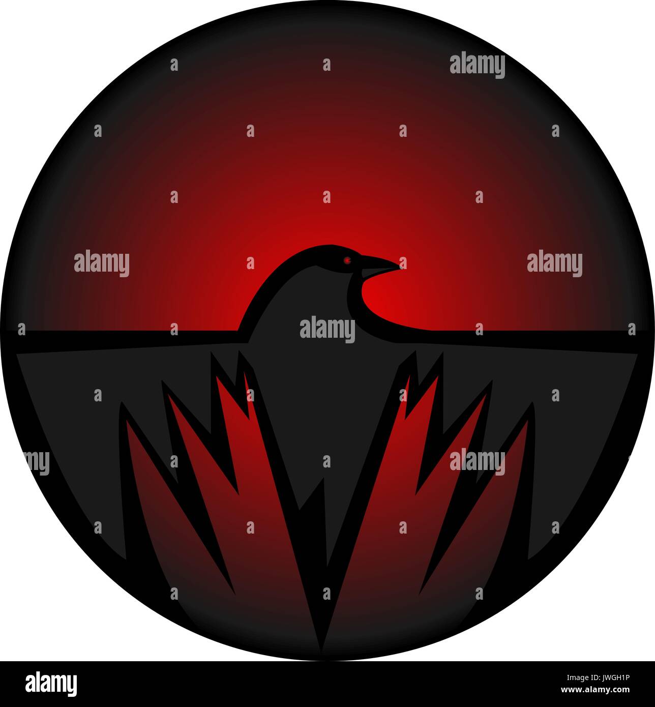 Crow eye and wings circle icon red Stock Vector Image & Art - Alamy