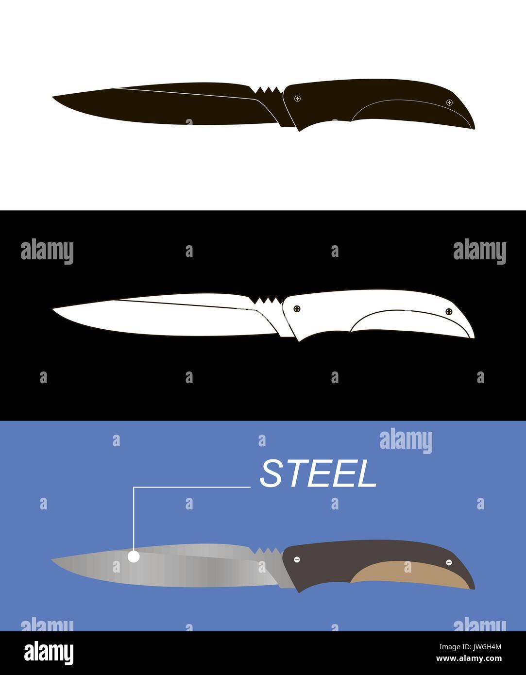 Knife isolated silhouette for tourism an kitchen Stock Vector Image ...