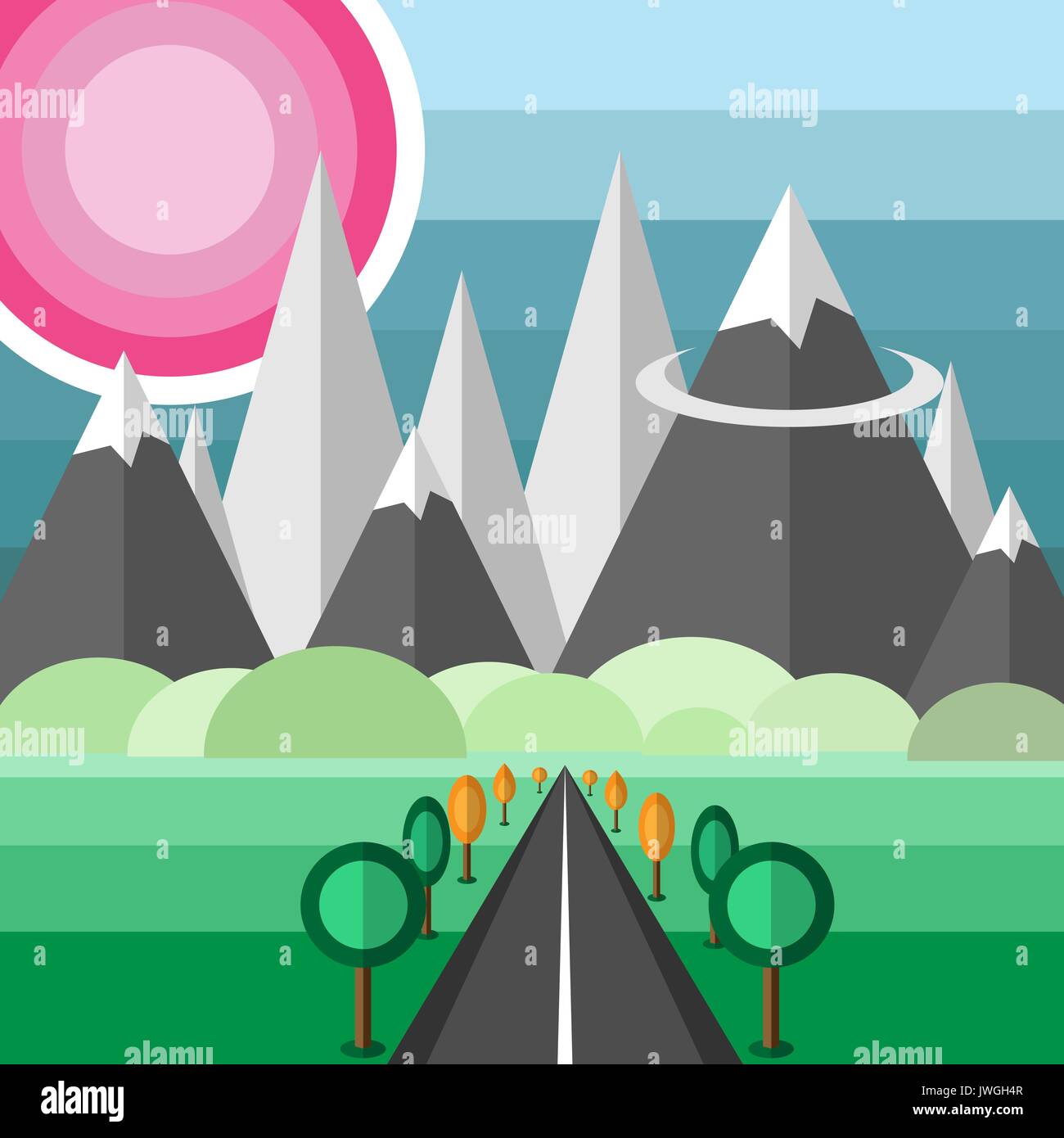 Nature scene trees mountains Stock Vector Images - Alamy