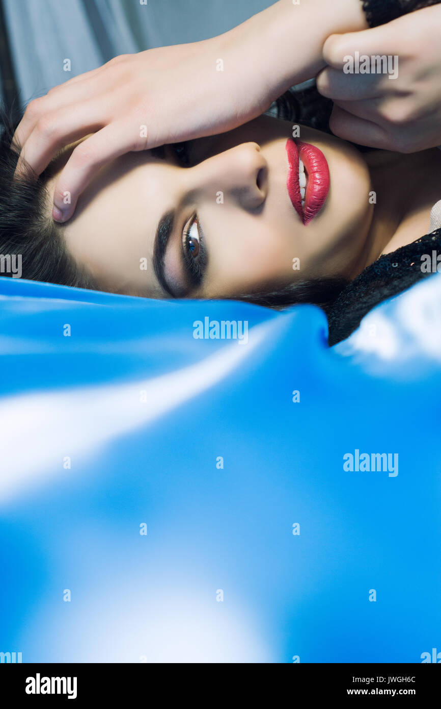 Young woman bed scared hi-res stock photography and images - Alamy