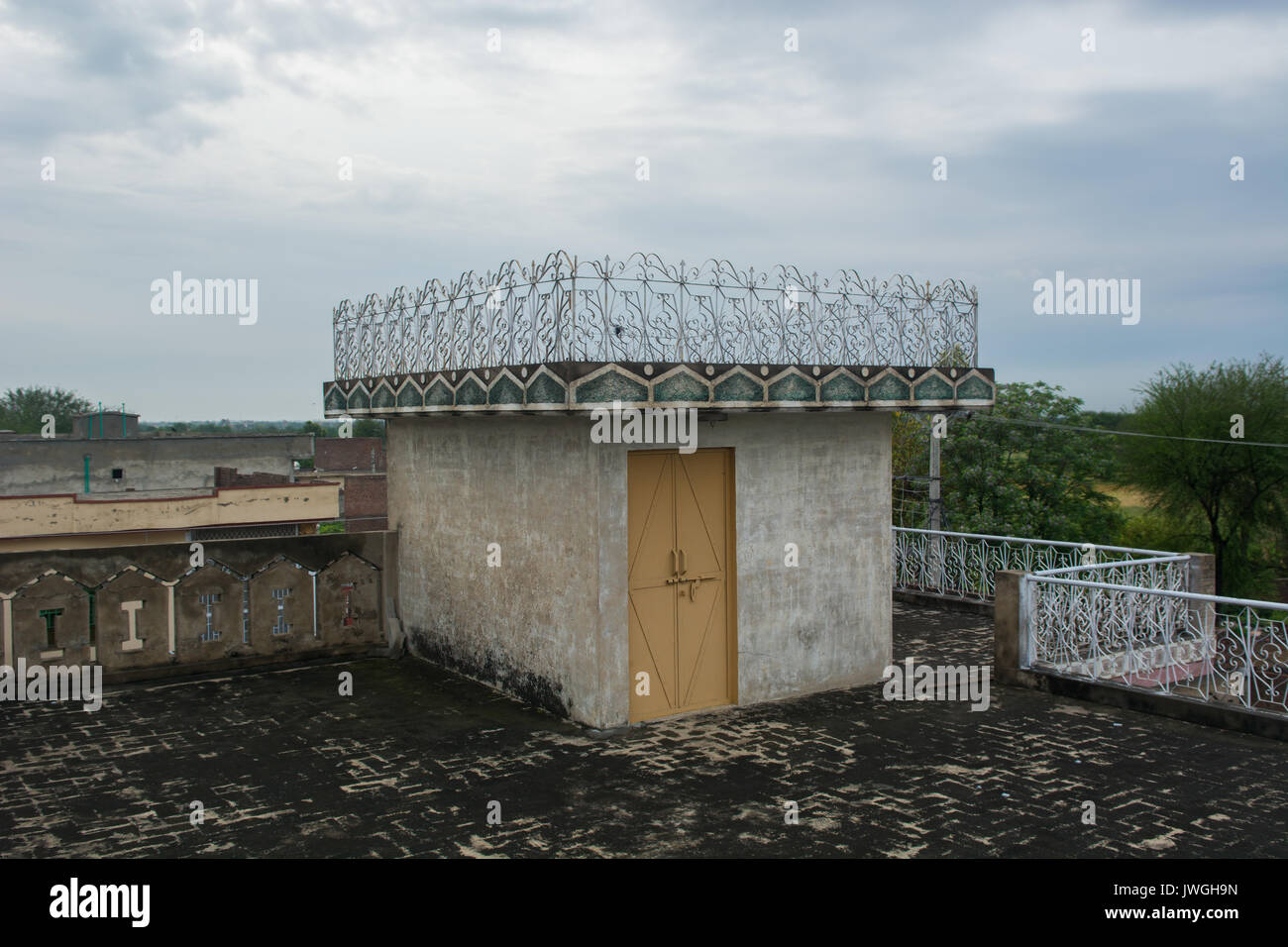 Rooftop exit door Kharian Pakistan Stock Photo - Alamy