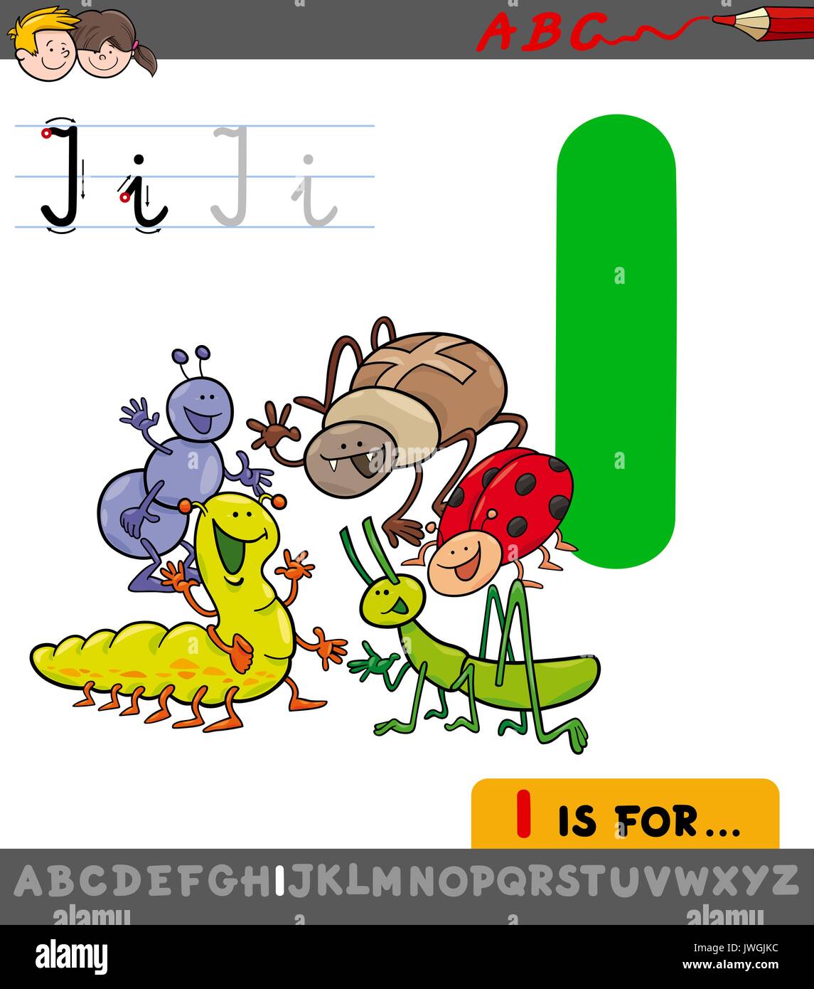 Cartoon illustration text abc insect hi-res stock photography and ...