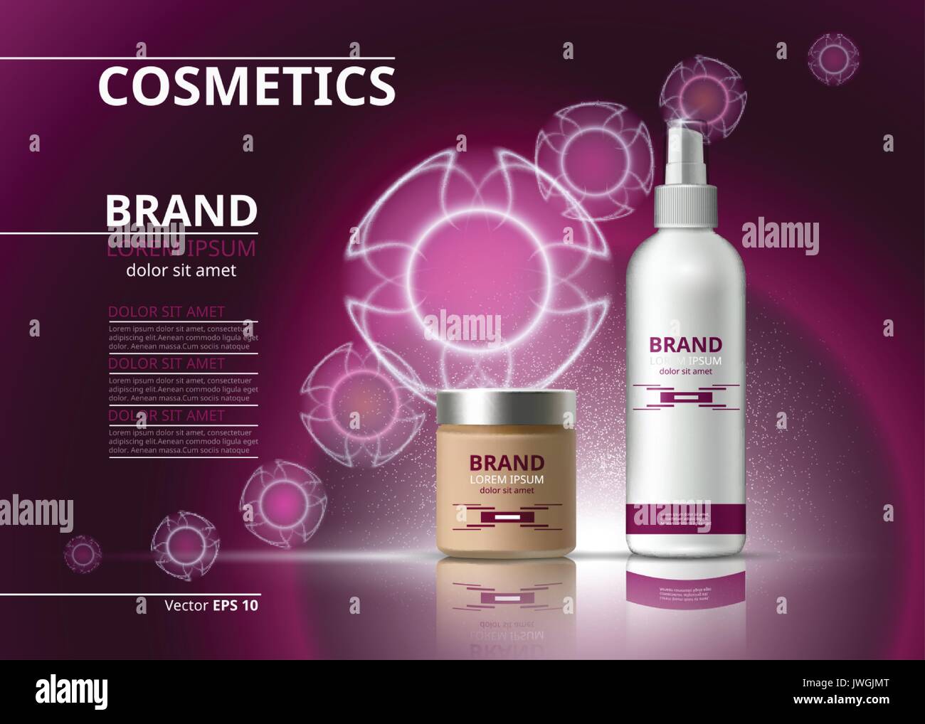 Cosmetic realistic package ads template. Hydrating bb cream and ...