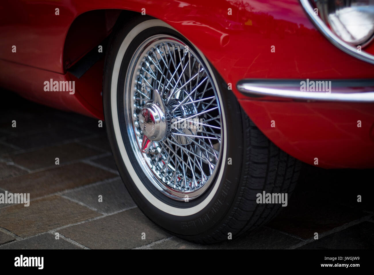 Stunning red E-Type Jaguar Coupe on display at the annual Bradford ...