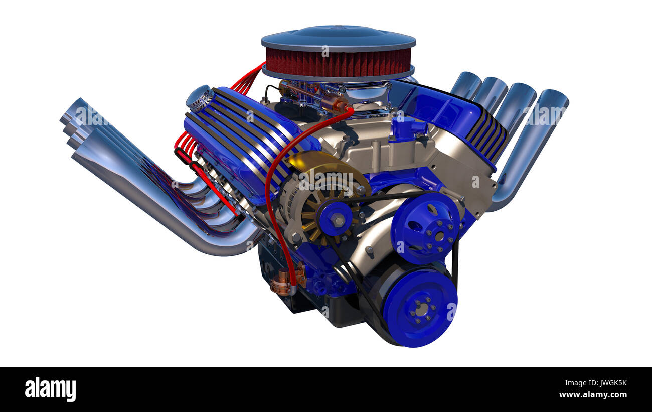 Hot rod engine detailed isolated. 3D render Stock Photo - Alamy
