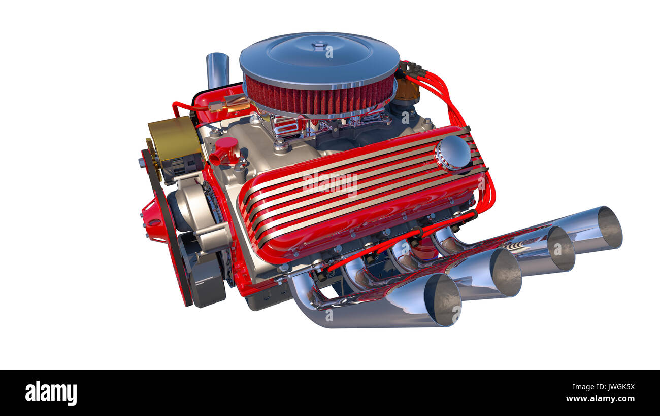 Hot rod engine detailed isolated. 3D render Stock Photo - Alamy