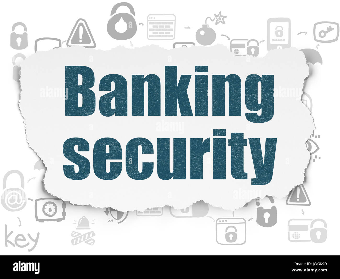 Safety concept: Banking Security on Torn Paper background Stock Photo ...