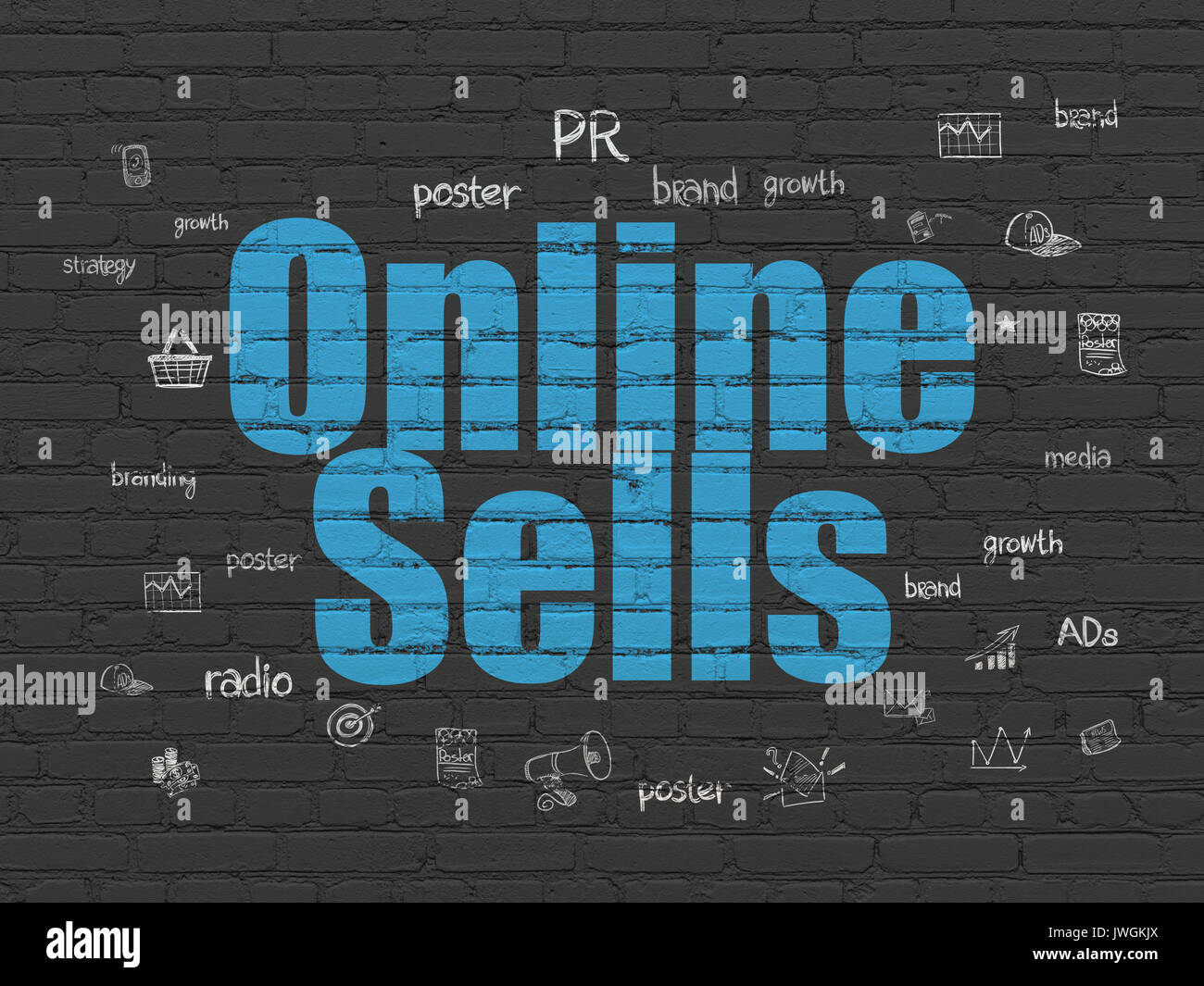 Marketing concept: Online Sells on wall background Stock Photo - Alamy