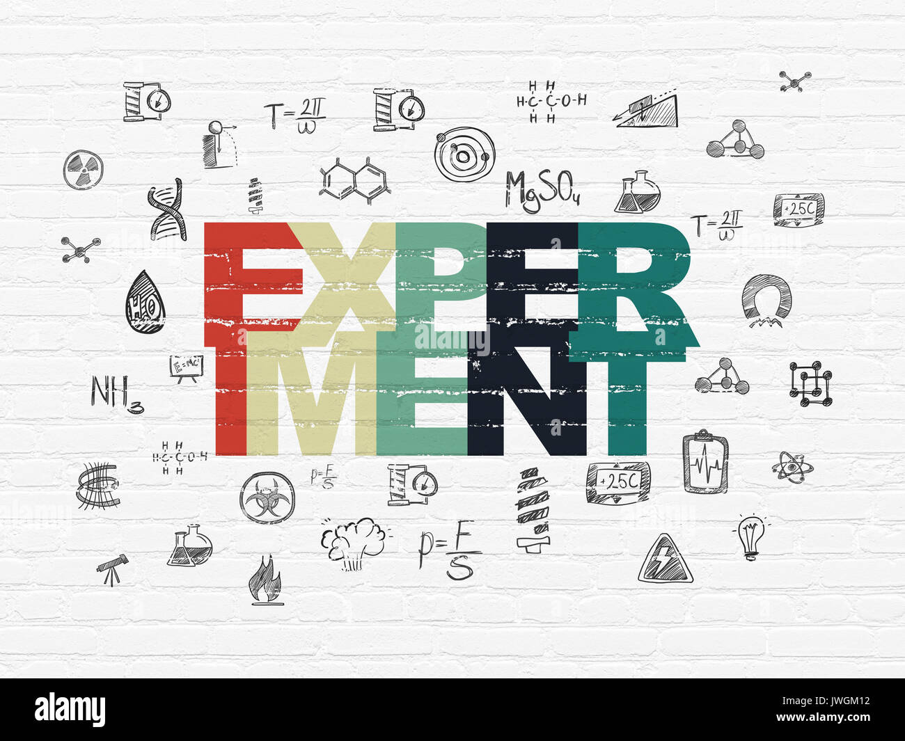 Science concept: Experiment on wall background Stock Photo - Alamy